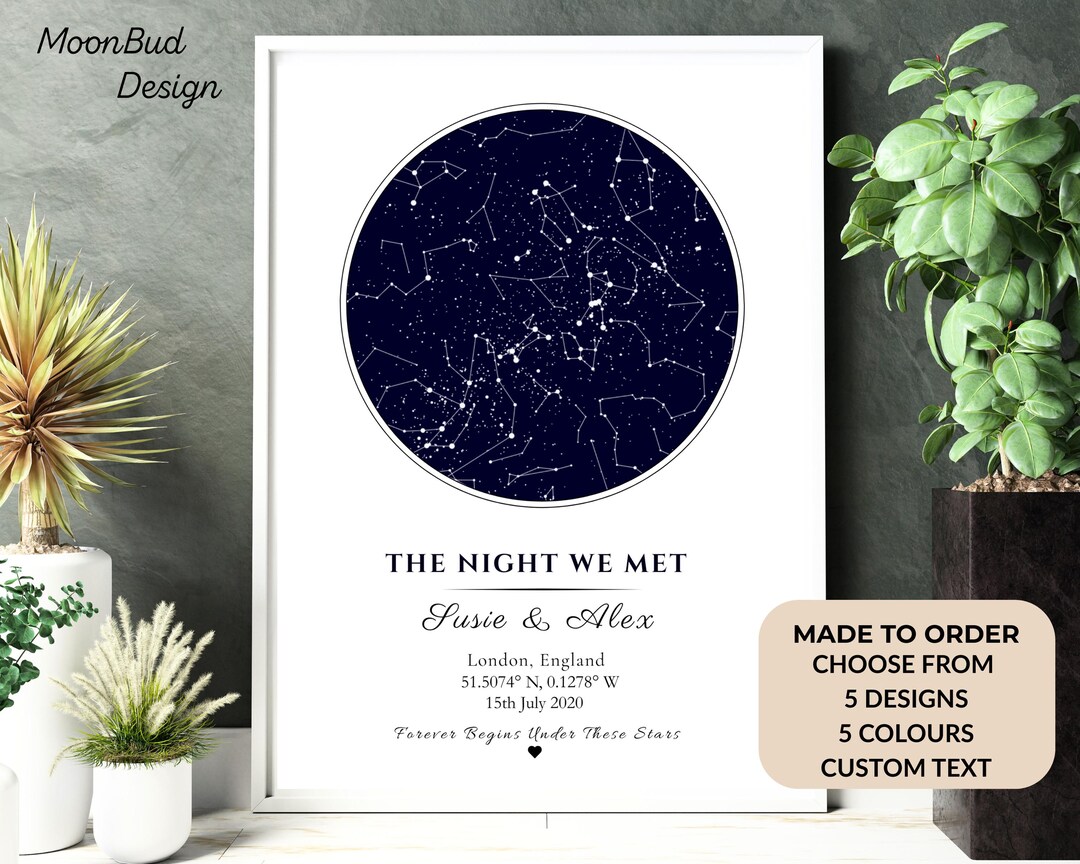Custom Couple Star Constellation Map, Personalized Night Sky Print,the ...