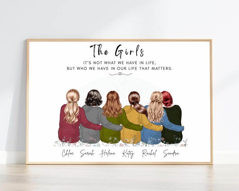 Friendship Group Print, Personalised Best Friend Print, Best Friend ...