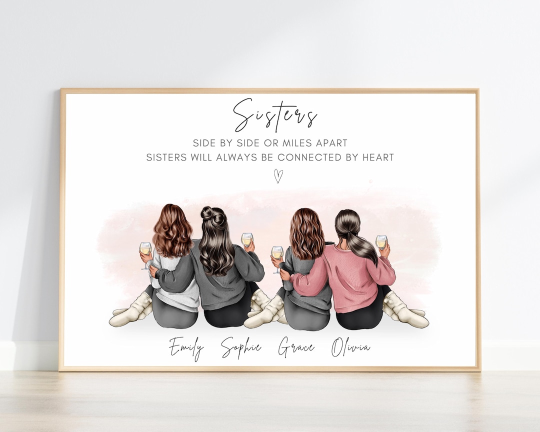 Personalised Group Sisters Gift Custom Sisters Print Birthday Gift for ...