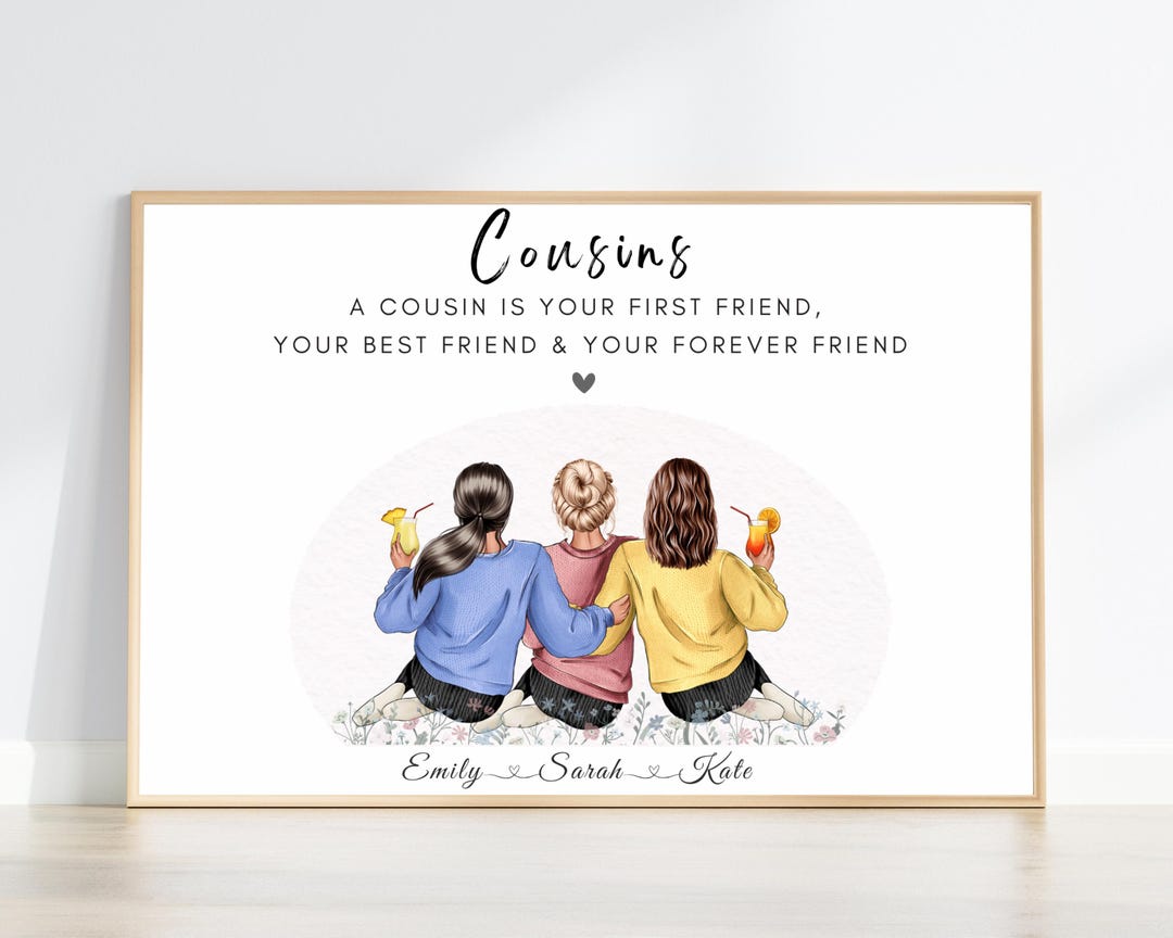 Personalised Cousin Group Print, Birthday Gift for Cousins, Family ...