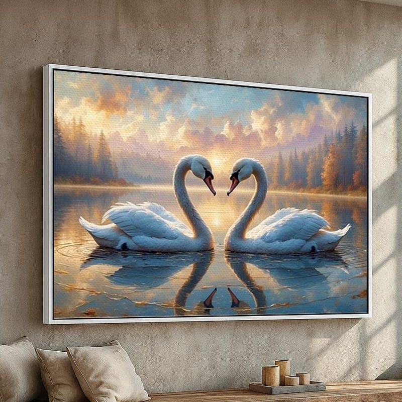 Large Canvas Art With Swans - Etsy