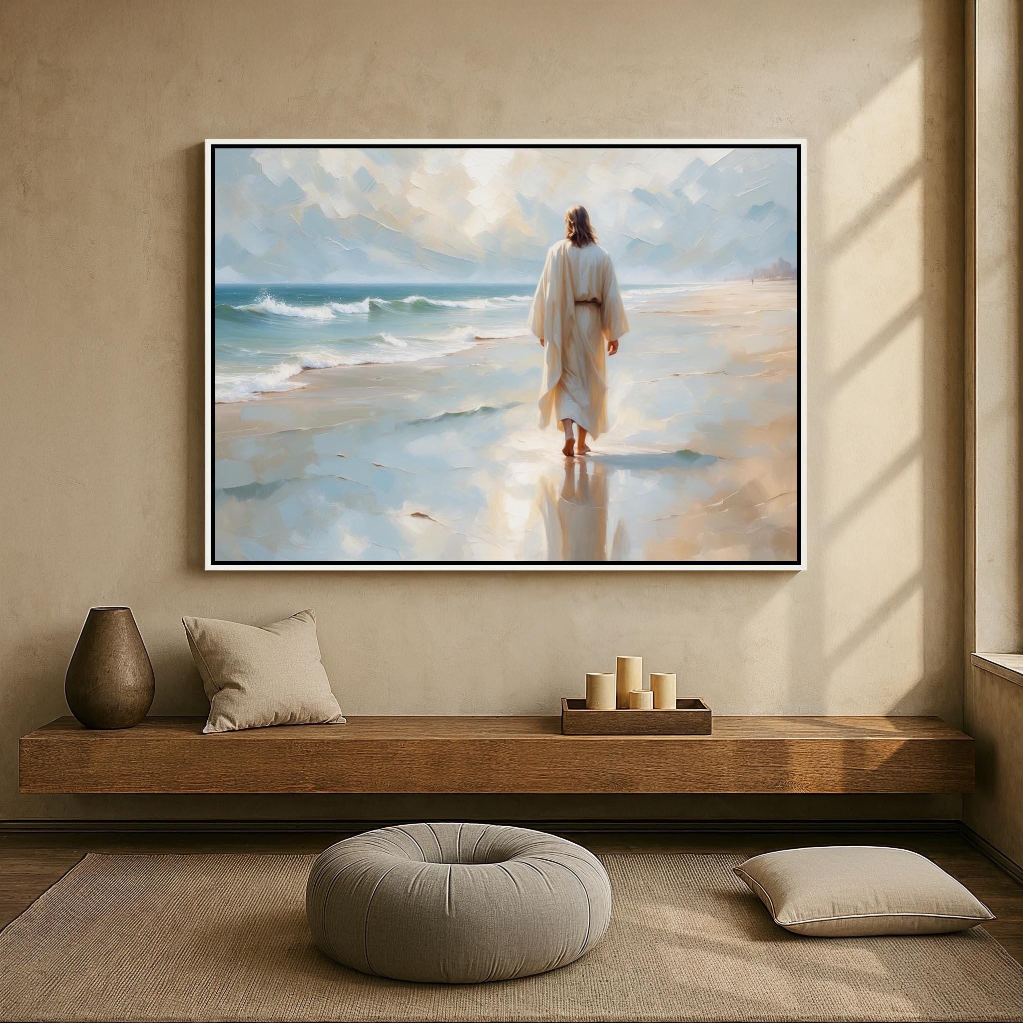 Jesus Walking on the Beach Wall Art | Tranquil Christian Canvas or ...
