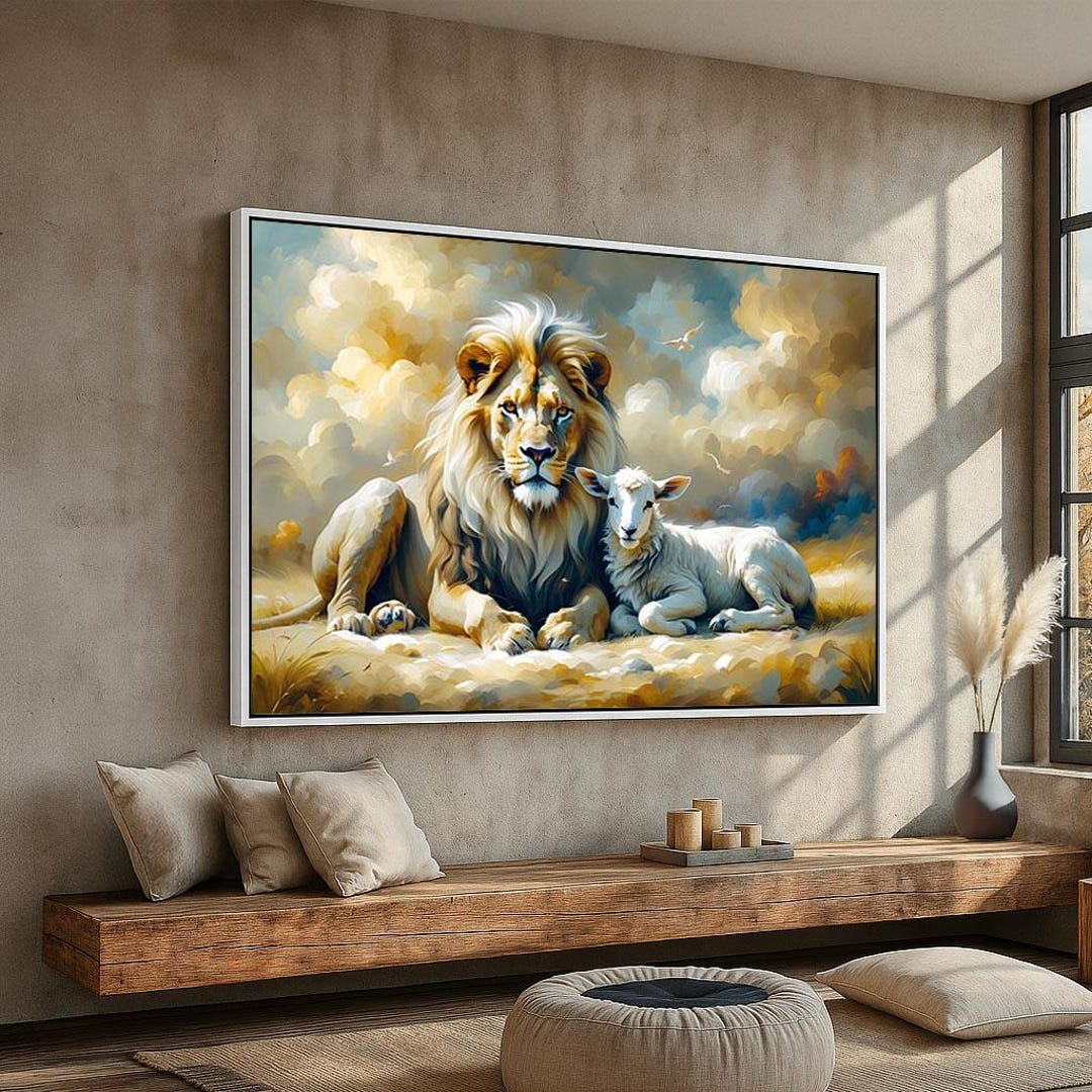 Lion and Lamb Wall Art | Christian Symbol of Peace & Prophecy ...