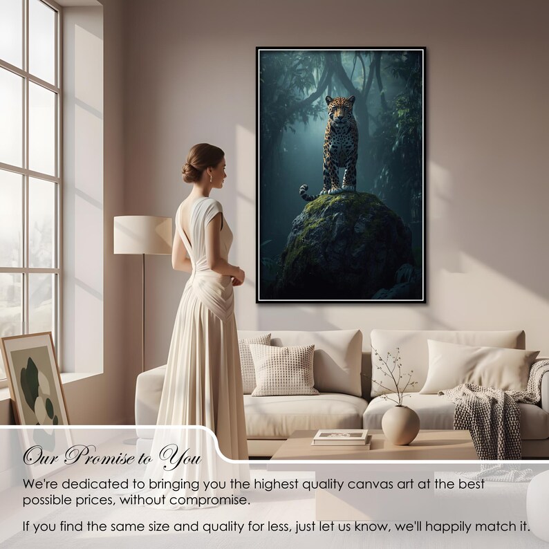 Jaguar Canvas Wall Art | Powerful Jungle Wildlife Decor | Dark Nature ...