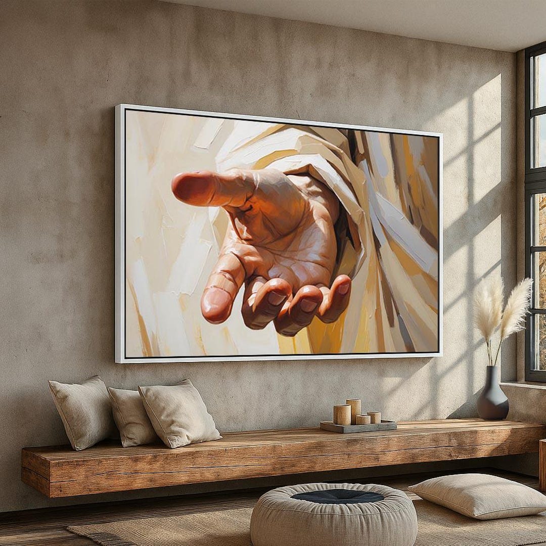 Jesus Hand Reaching Wall Art | Christian Symbol of Grace & Invitation ...