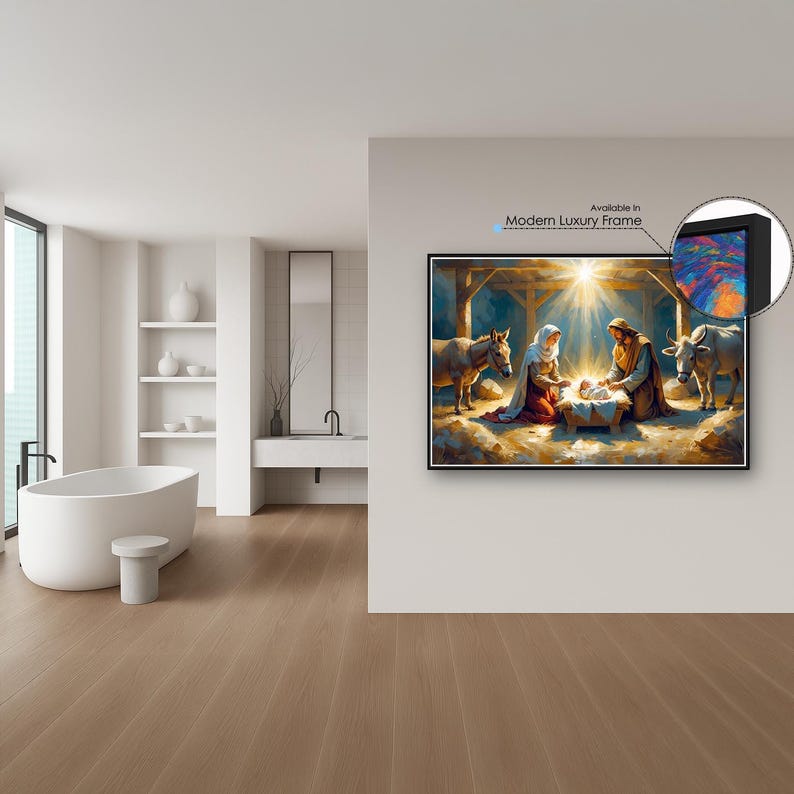 Nativity Scene Wall Art | Mary Joseph & Baby Jesus Canvas Poster ...