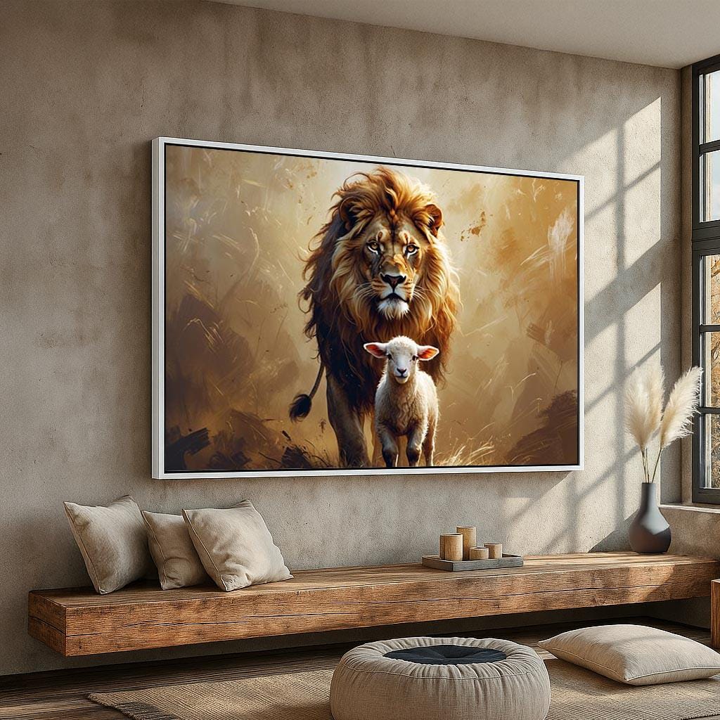 Lion and Lamb Wall Art | Christian-inspired Animal Poster | Symbol of ...