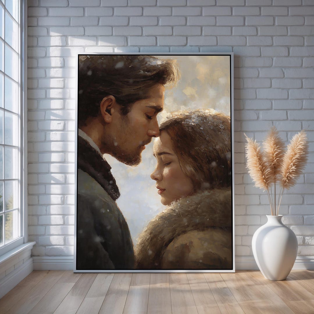 Romantic Couple Portrait Canvas Wall Art | Tender Love Painting ...