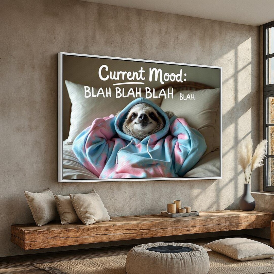 Funny Sloth Wall Art | Current Mood Blah Blah Print | Quirky Animal ...