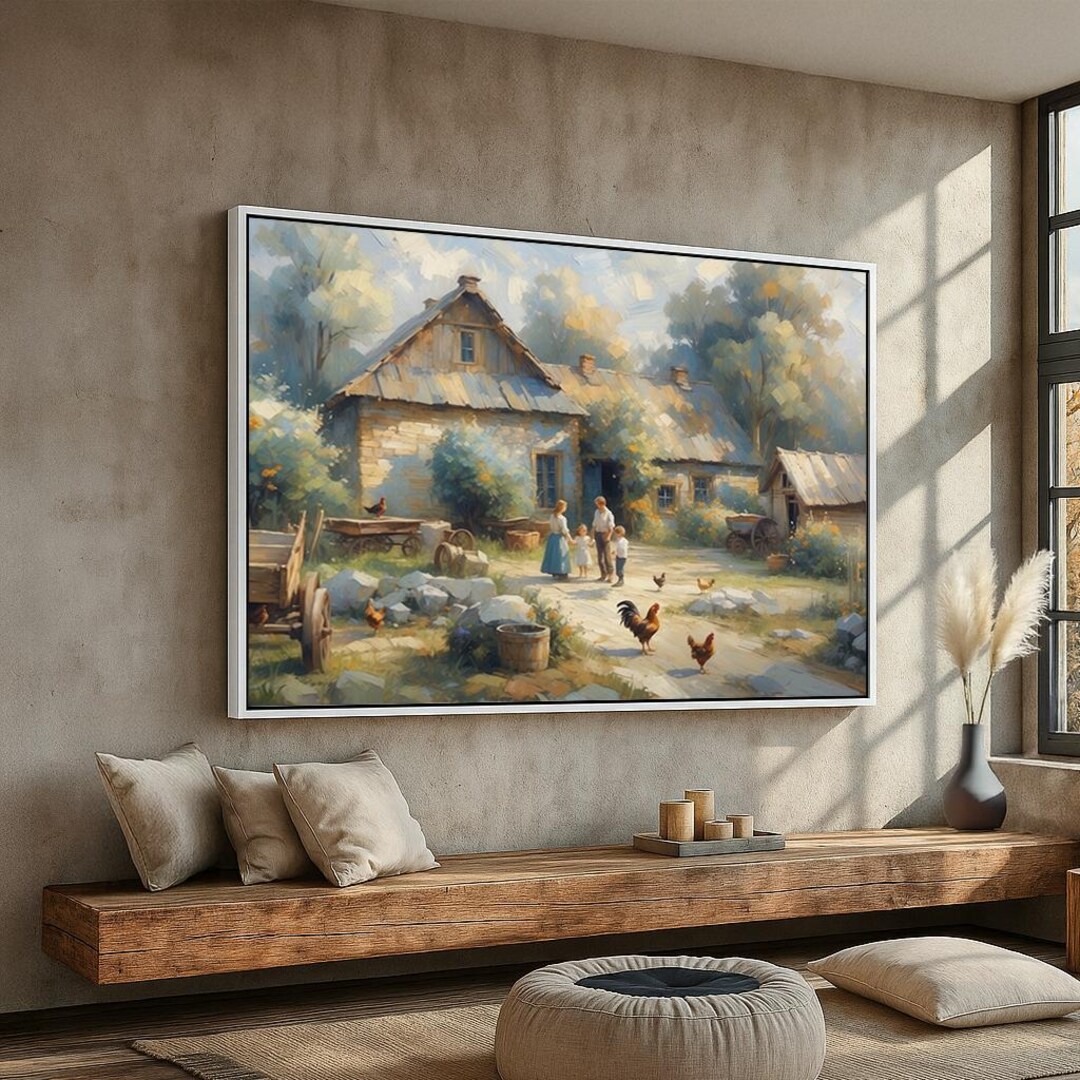 Rustic Farmhouse Family Canvas Art | Vintage Country Cottage Wall Decor ...