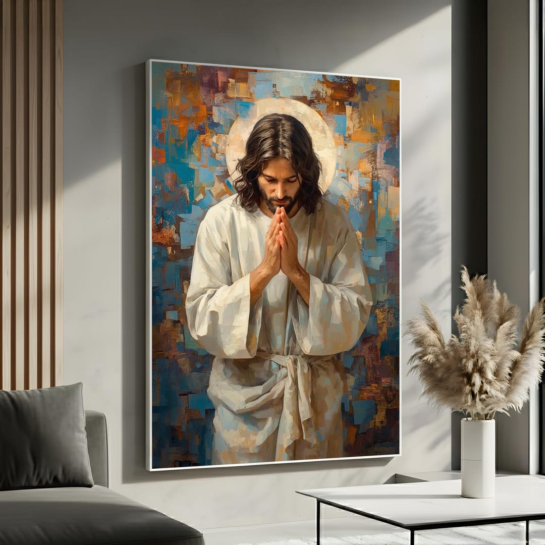Jesus Praying Portrait Poster | Christian Wall Art Canvas | Religious ...