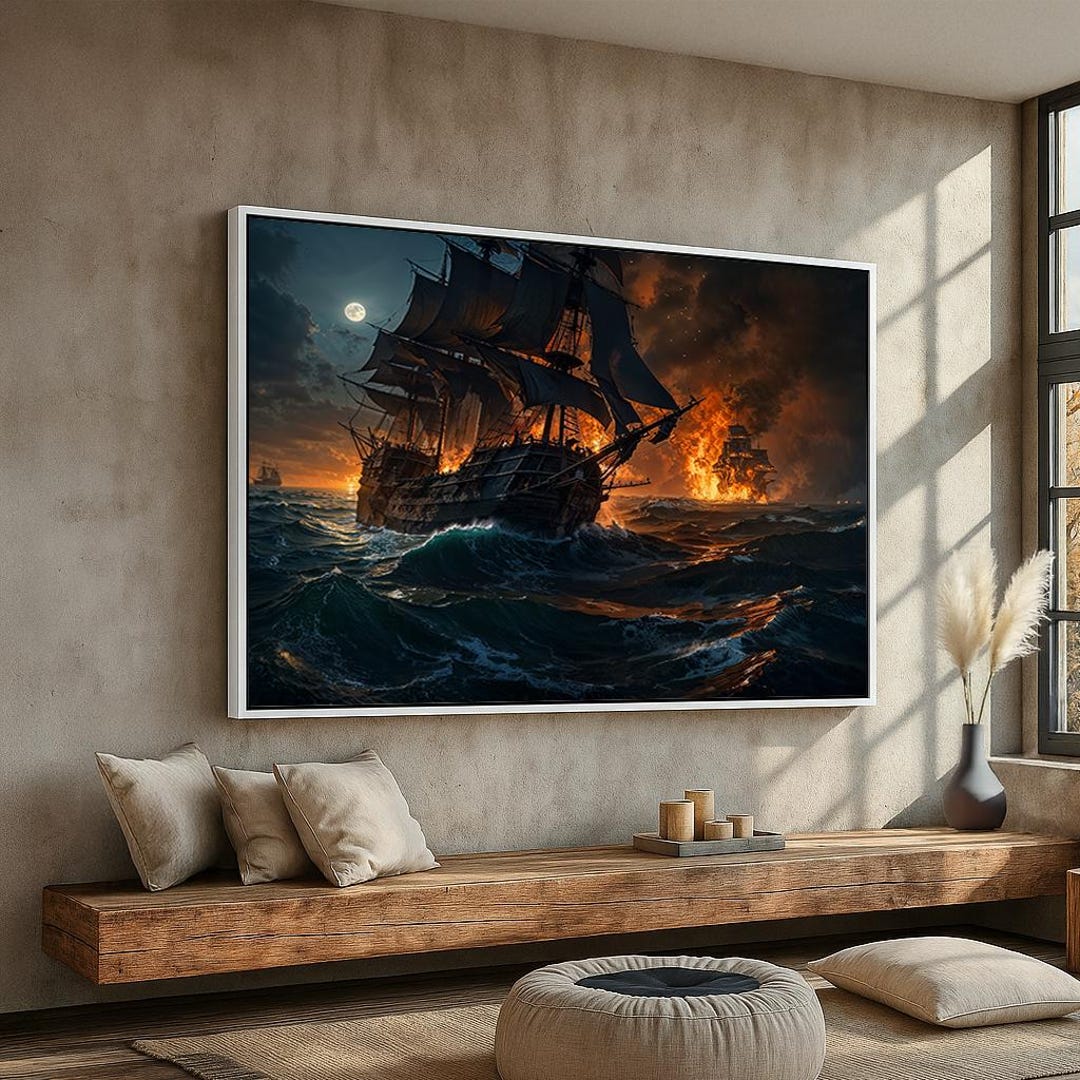 Epic Pirate Ship Battle at Sea | Cinematic Naval War Art | Fire and ...
