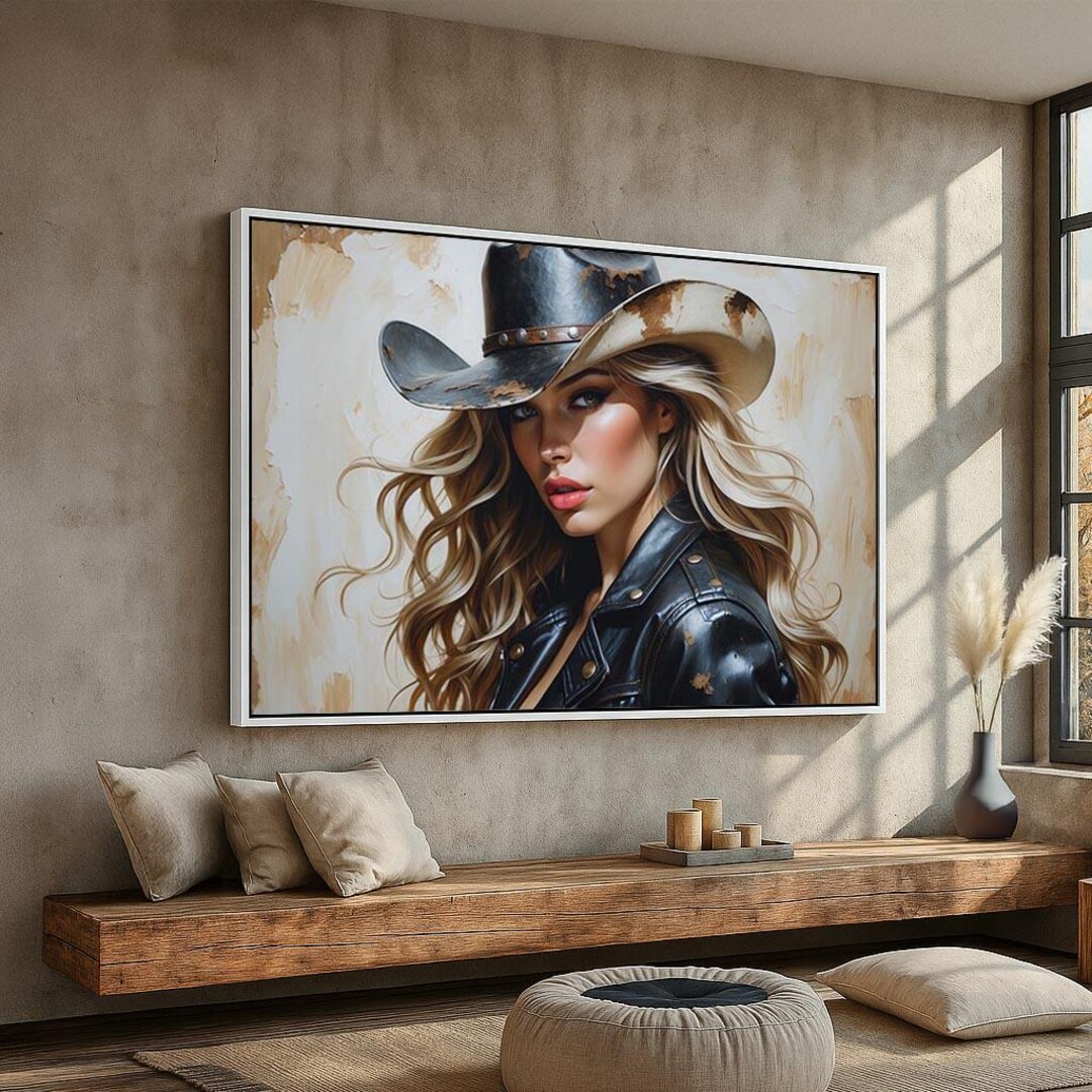 Cowgirl Wall Art Portrait | Western Woman Canvas or Poster | Rustic ...