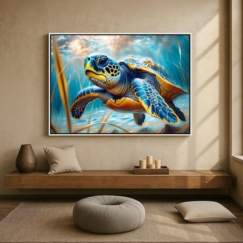 Sea Turtle Wall Art | Vibrant Ocean Underwater Scene With Colorful ...