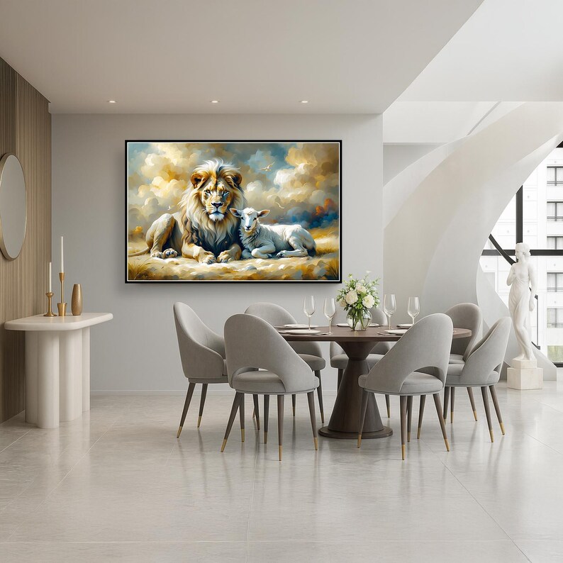 Lion and Lamb Wall Art | Christian Symbol of Peace & Prophecy ...