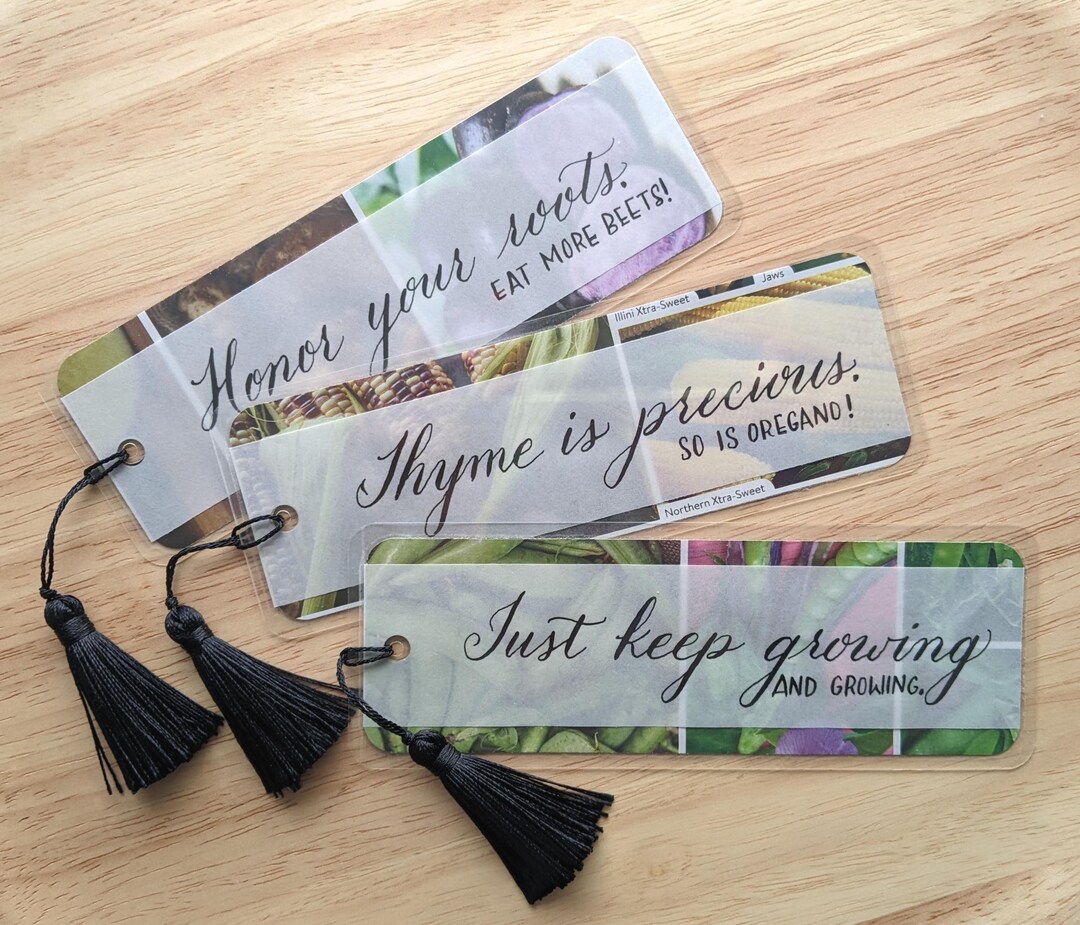 Trio of Handmade Bookmarks With Modern Calligraphy & Upcycled Material ...