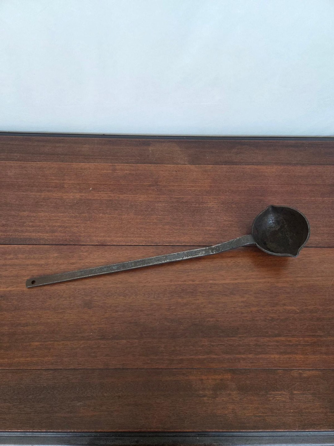 Antique Cast Iron Metalworking Ladle Dual Spout 19.5