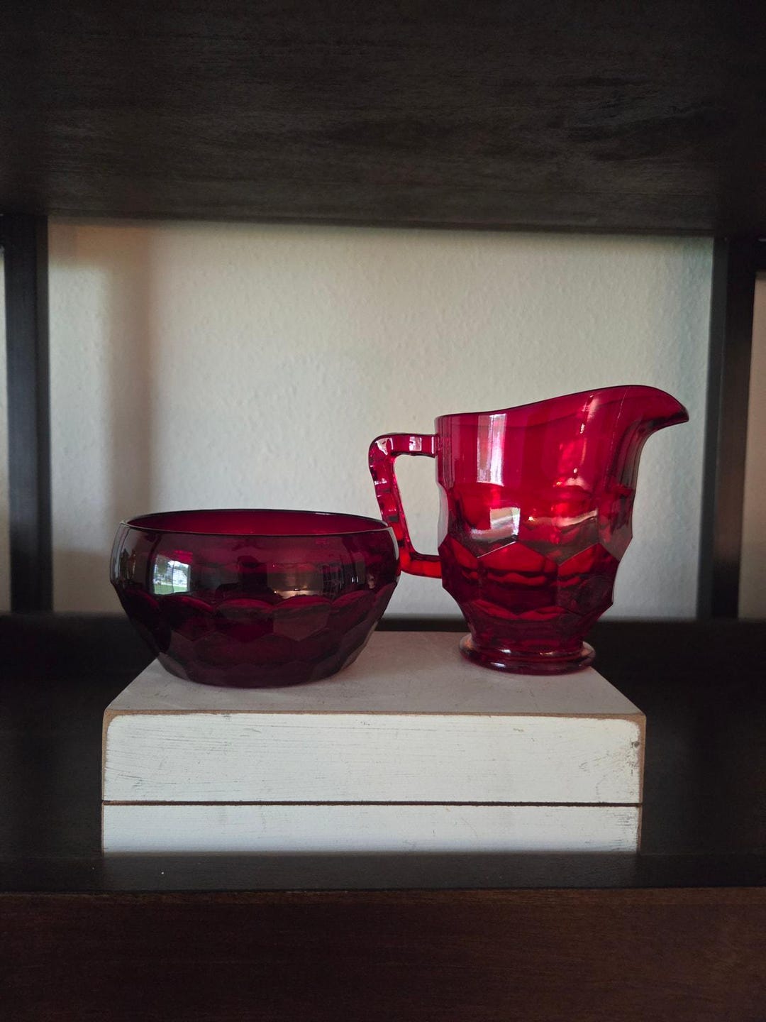 Vintage Viking Amberina Glass Creamer & Sugar Set | Ruby Red Tableware ...