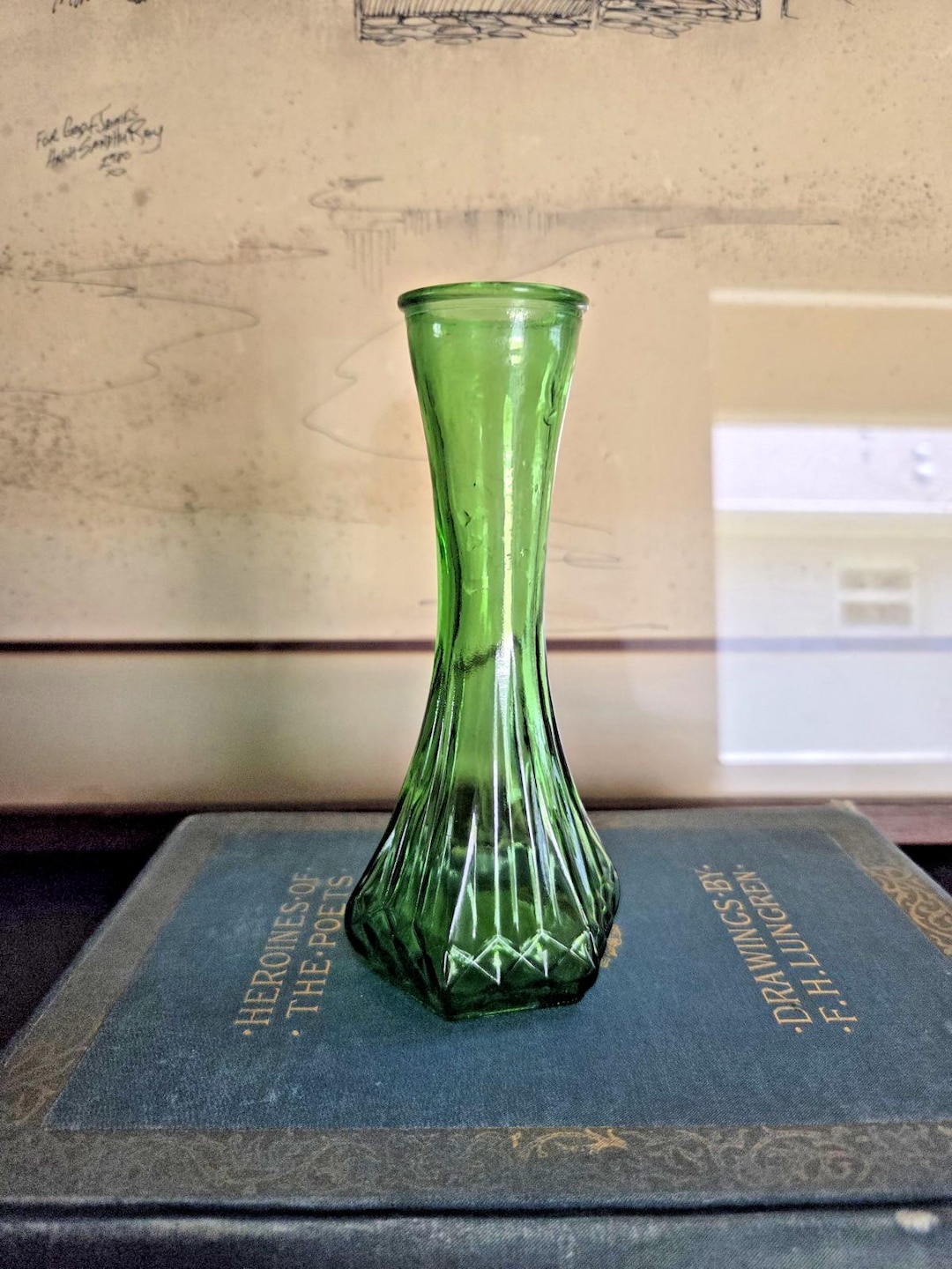 Vintage Emerald Green Glass Bud Vase: Hoosier 4063-C, Retro Centerpiece ...