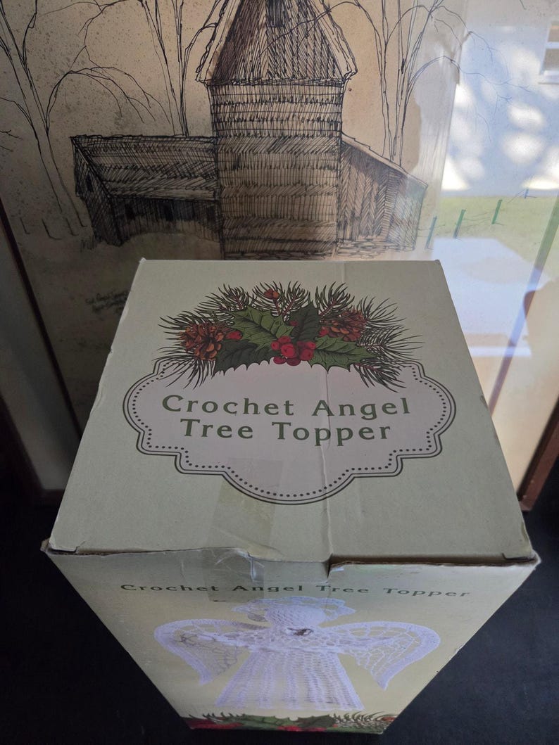 Cracker Barrel Crochet Angel Tree Topper | 16" Vintage Christmas Decor ...