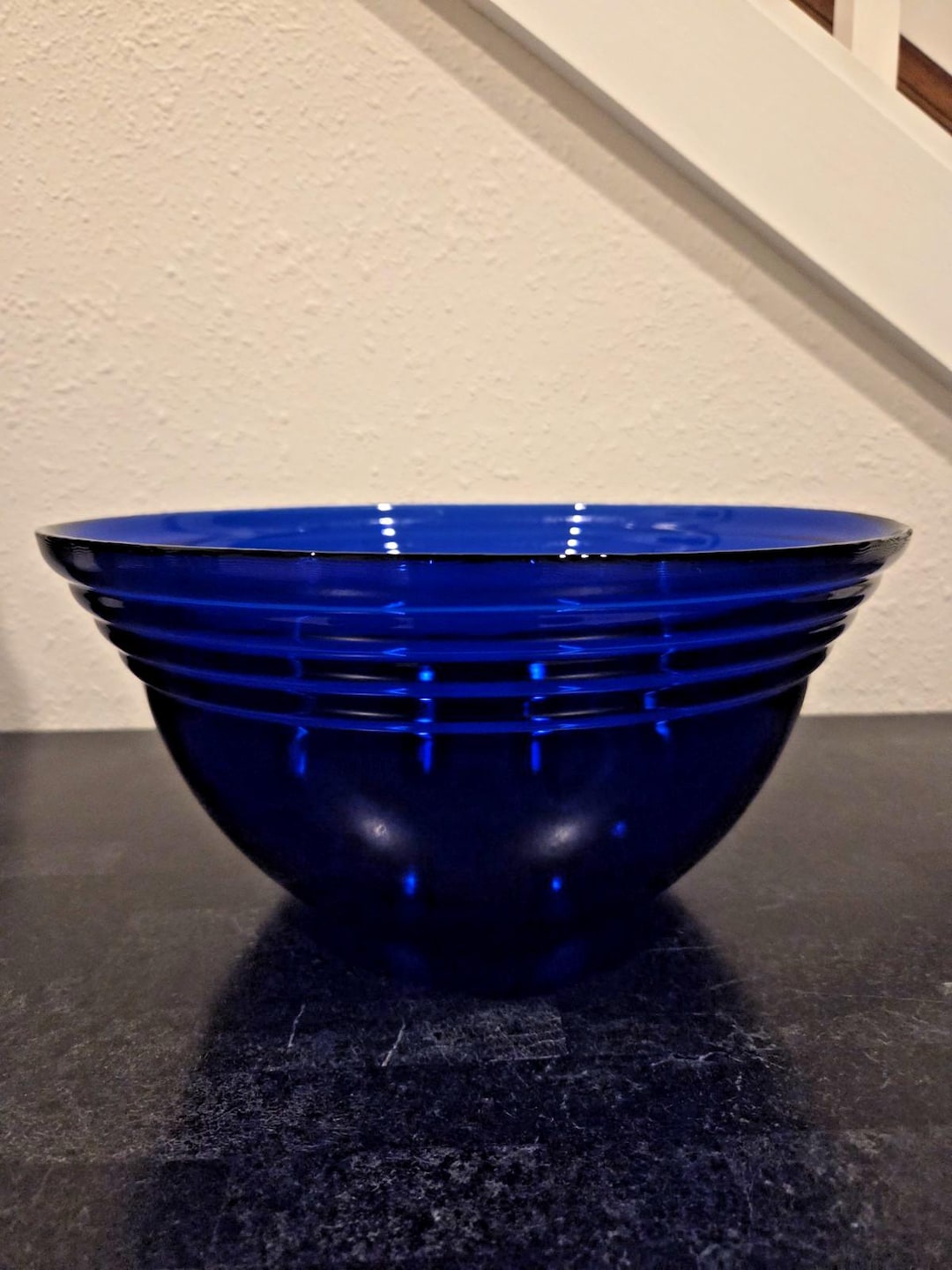Vintage Bormioli Rocco Cobalt Blue Ribbed Mixing Bowl: Mid-century ...