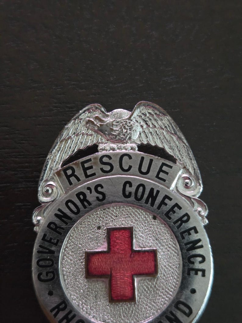Vintage 1950s-70s Rhode Island Rescue Badge – Governor’s Conference Red ...