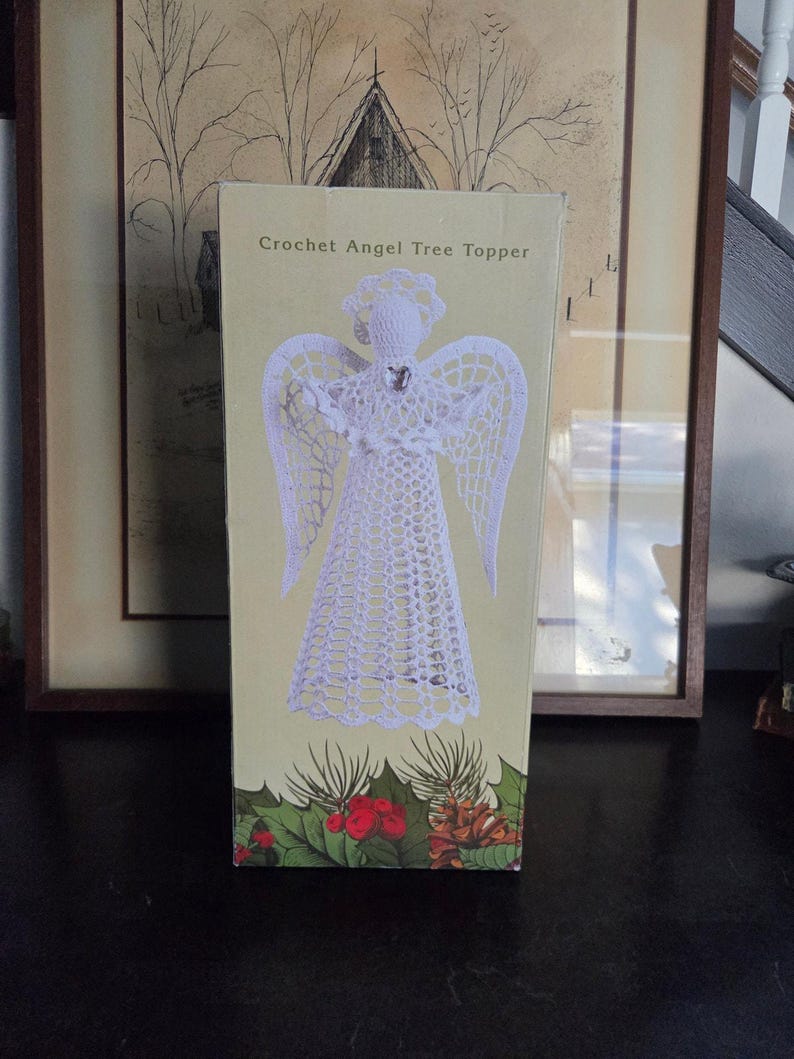 Cracker Barrel Crochet Angel Tree Topper | 16" Vintage Christmas Decor ...