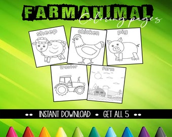 Farm Animal Coloring Pages - Etsy