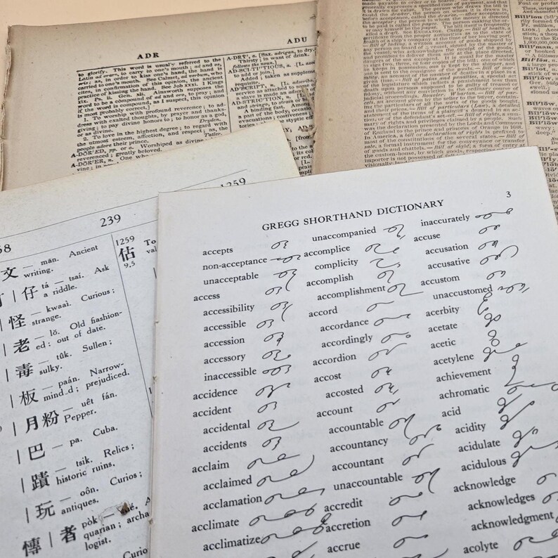 Vintage Dictionary Page Ephemera Bundle: 40+ Antique Paper Sheets for ...