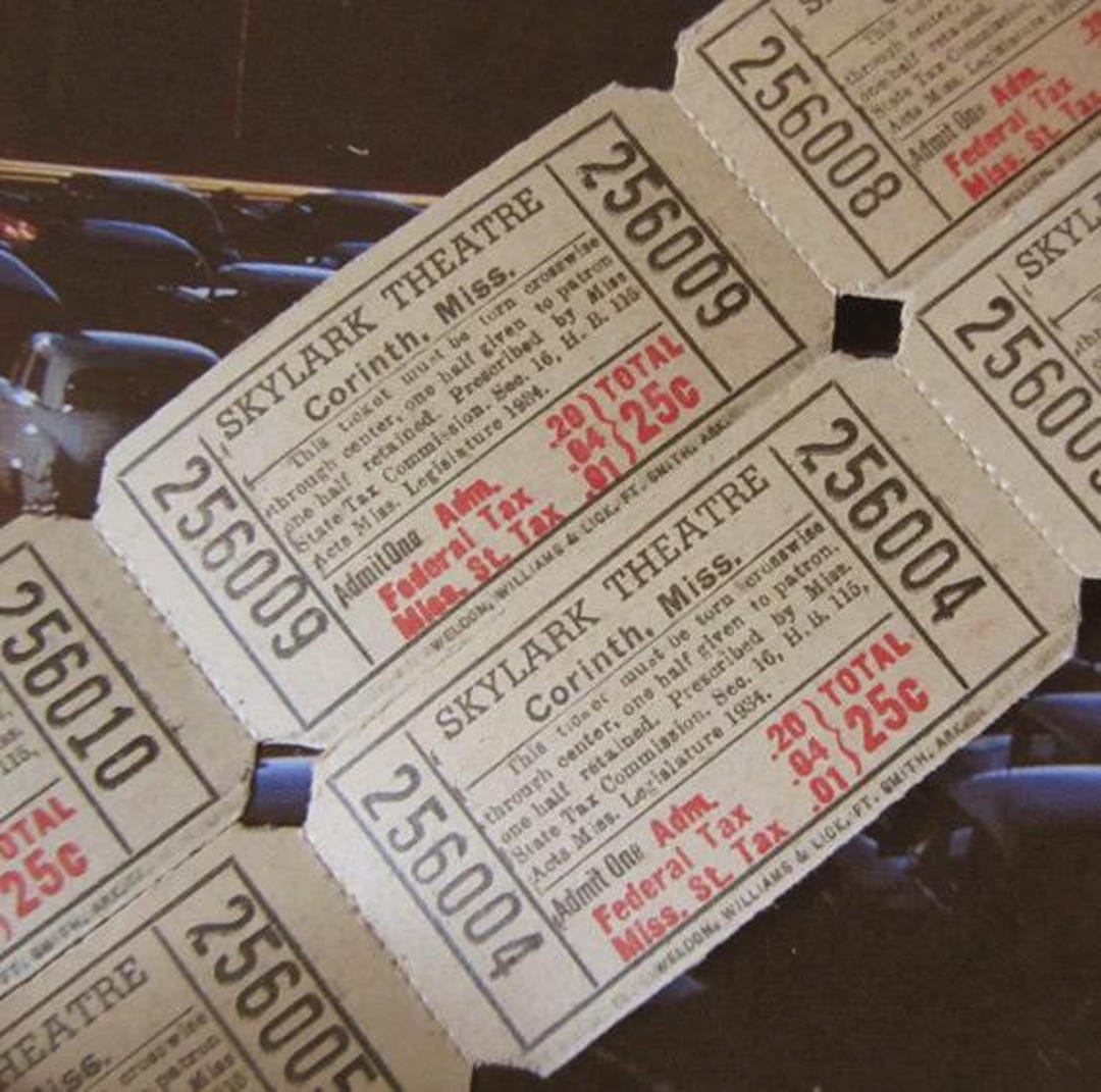 1950s Drive-in Movie Tickets: Vintage Ephemera for Collage (12 Tickets ...