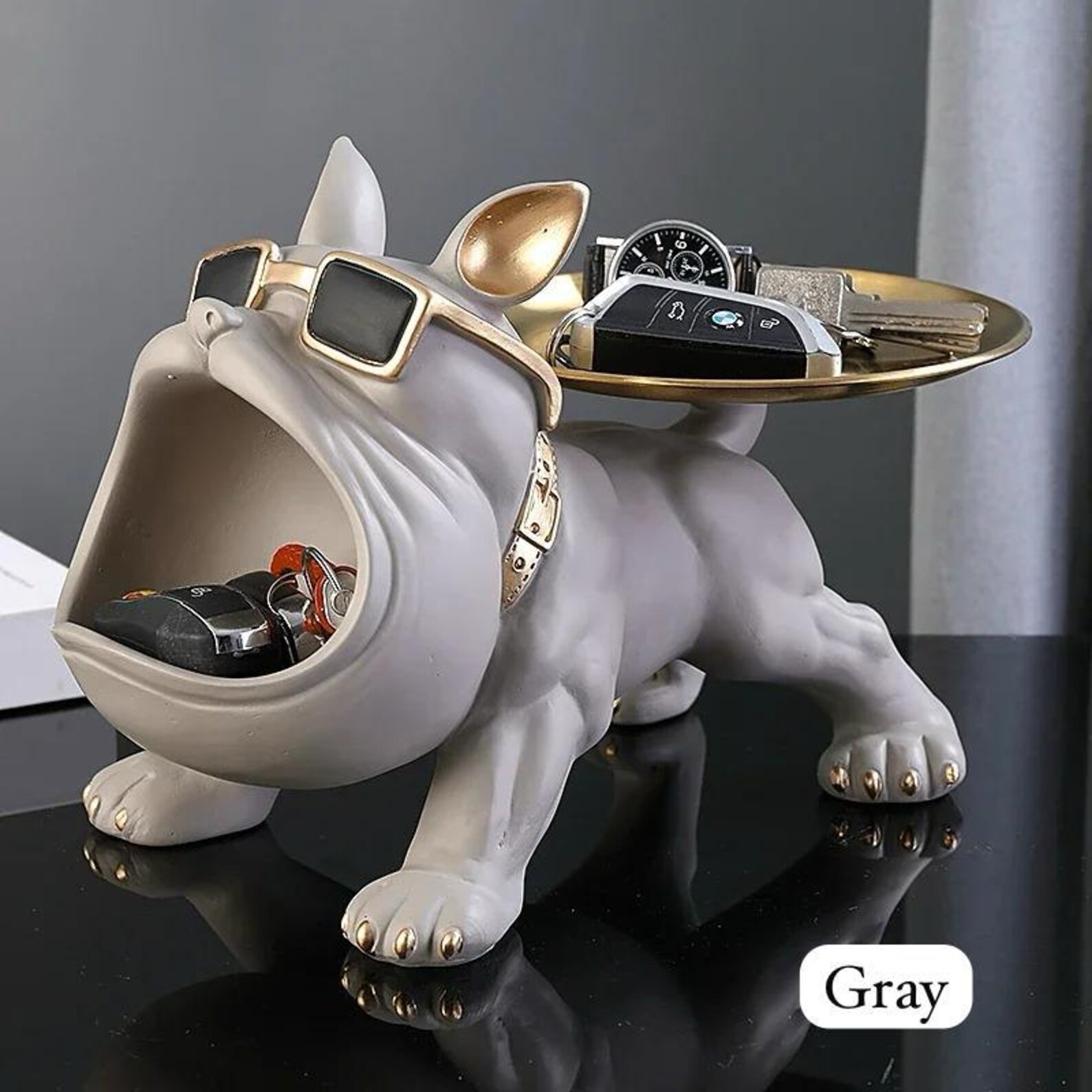 Bulldog Figurine Storage Box: Resin Dog Statue, Home Decor Ornament - Etsy