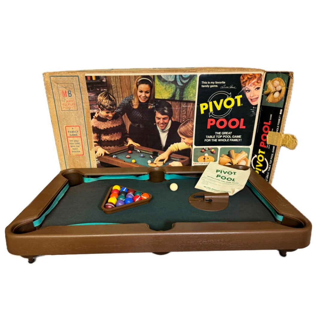 Vintage Milton Bradley Pivot Pool Table Top Game 1972 With Original Box ...