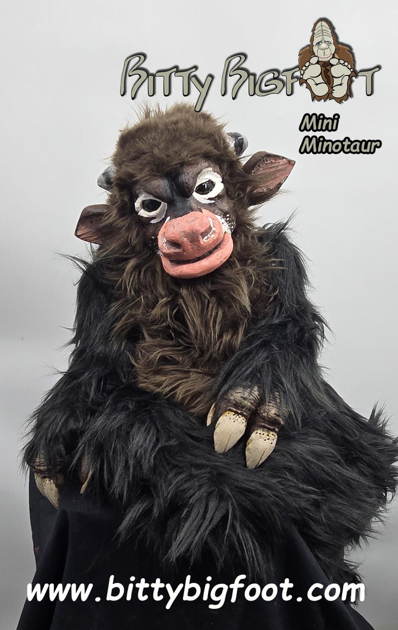 Mini Minotaur Plush Art Doll – Mythical Resin Face Creature – Handmade ...