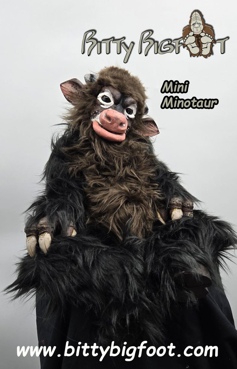 Mini Minotaur Plush Art Doll – Mythical Resin Face Creature – Handmade ...