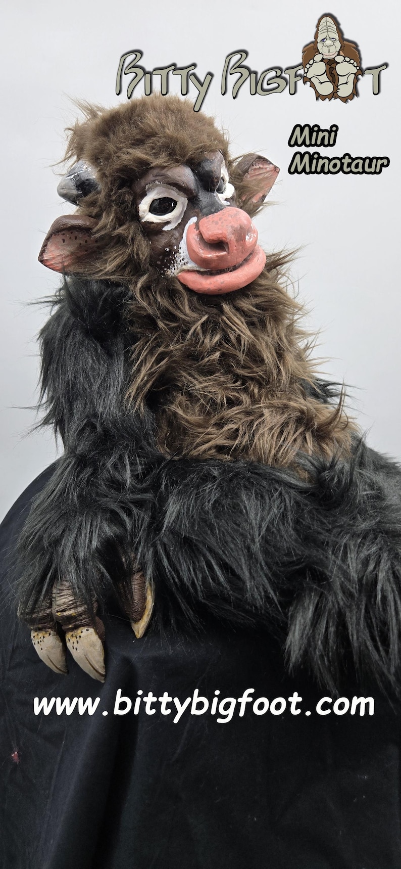 Mini Minotaur Plush Art Doll – Mythical Resin Face Creature – Handmade ...