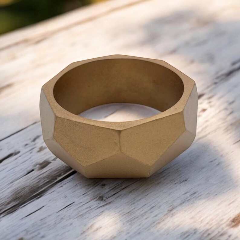 Boho Octagon Faceted Bronze Resin Bangle - Modern Geometric Bracelet - Etsy