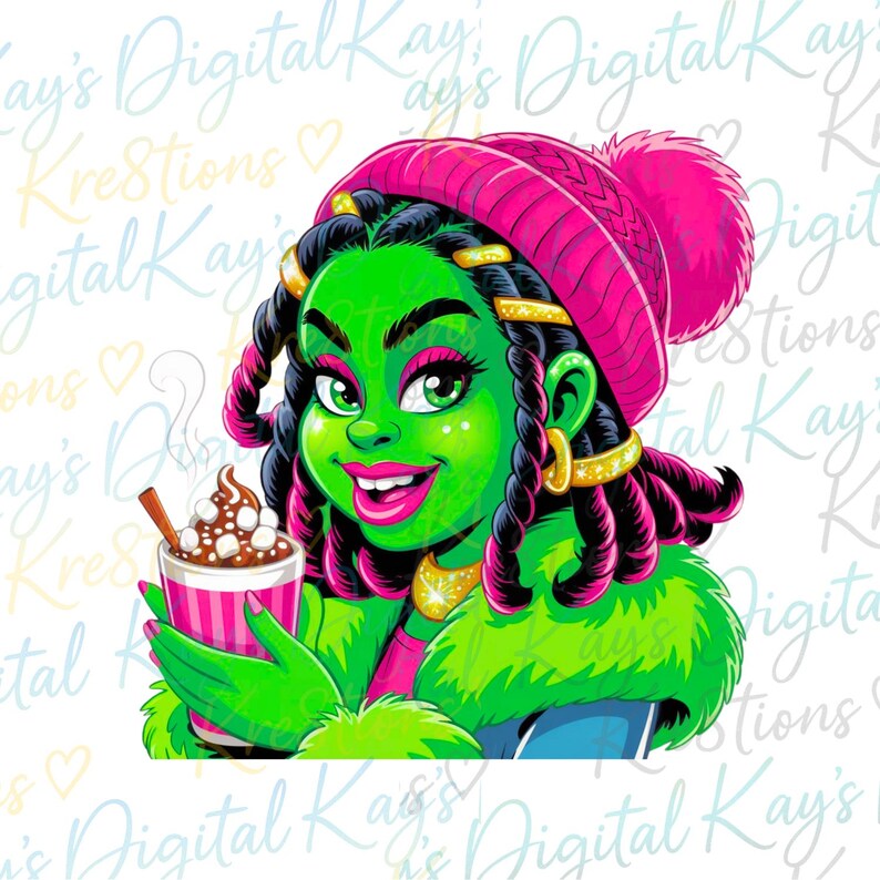 Green Monster Girl Cocoa Cuties PNG Bundle - Etsy