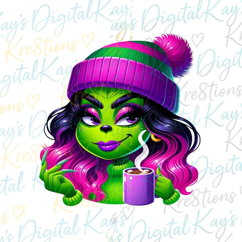 Green Monster Girl Cocoa Cuties PNG Bundle - Etsy