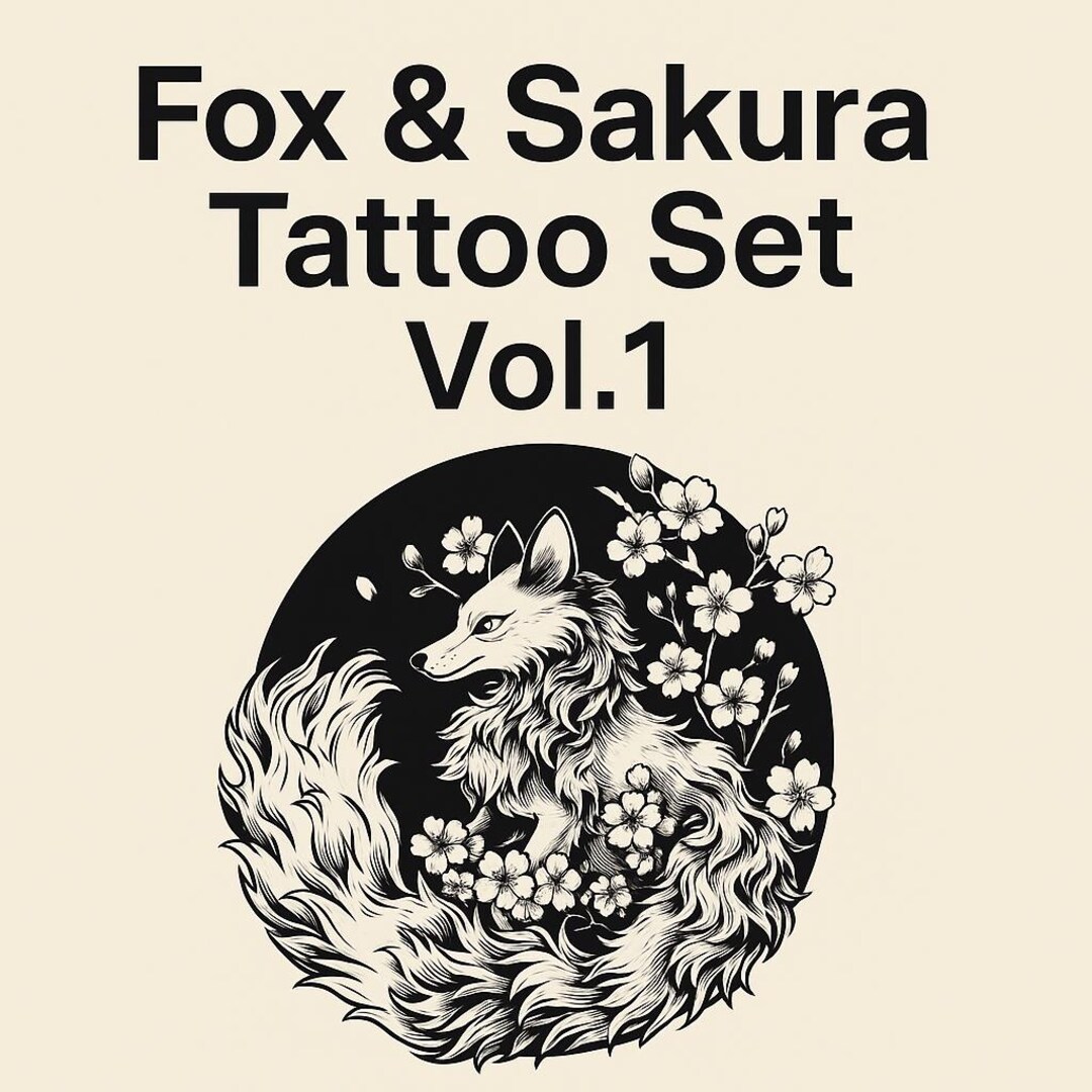 Fox & Sakura Tattoo Set Vol.1 – Japanese Crest-inspired Temporary ...