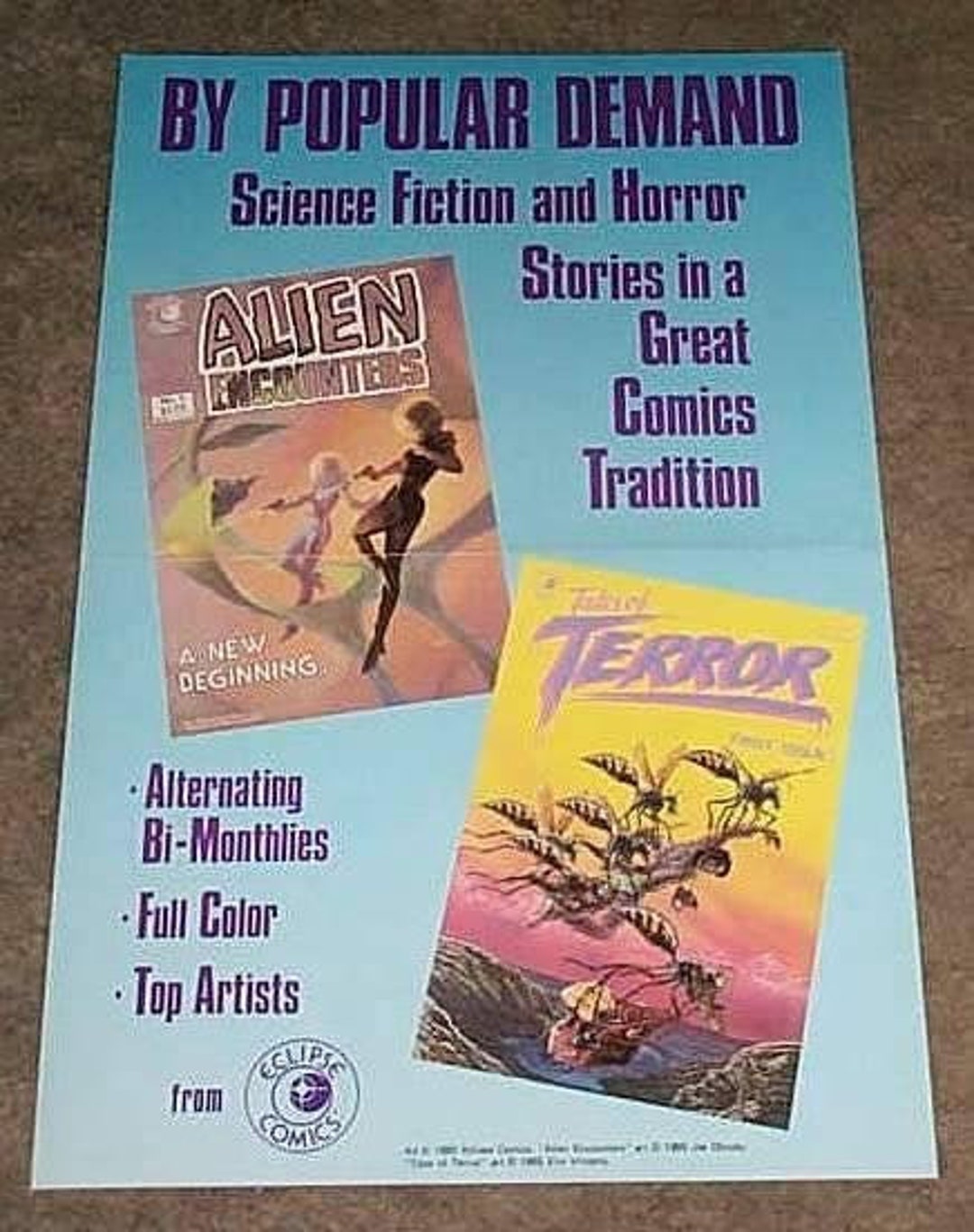 1985 Eclipse Comics Alien Encounters, Tales of Terror 17x11" Rare ...