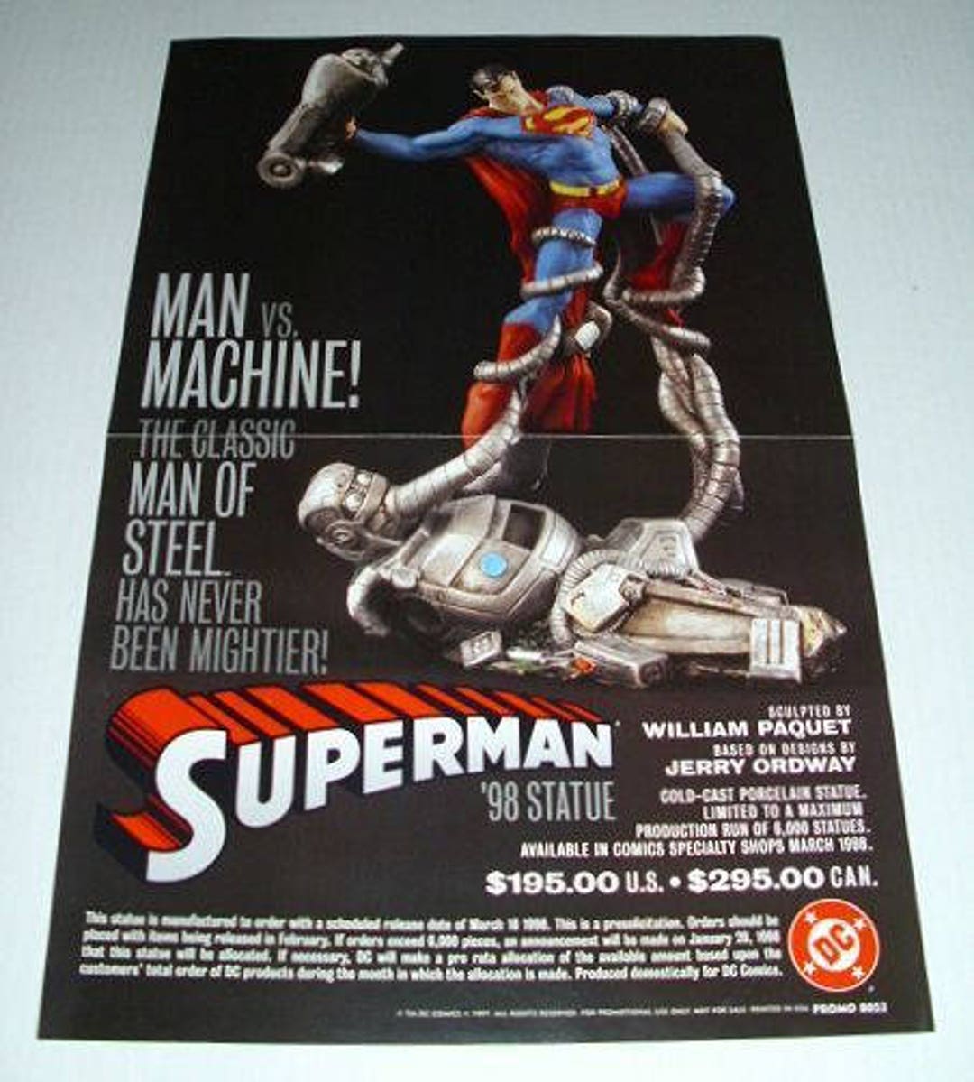 Vintage Original 1990's Superman 17 by 11 Inch DC Action Comics ...