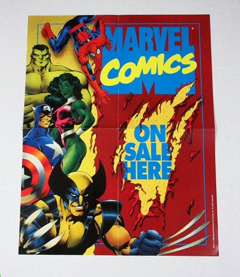 Vintage 1993 Marvel Comics 22 by 17 Promotional Promo Poster 1: 1990's ...