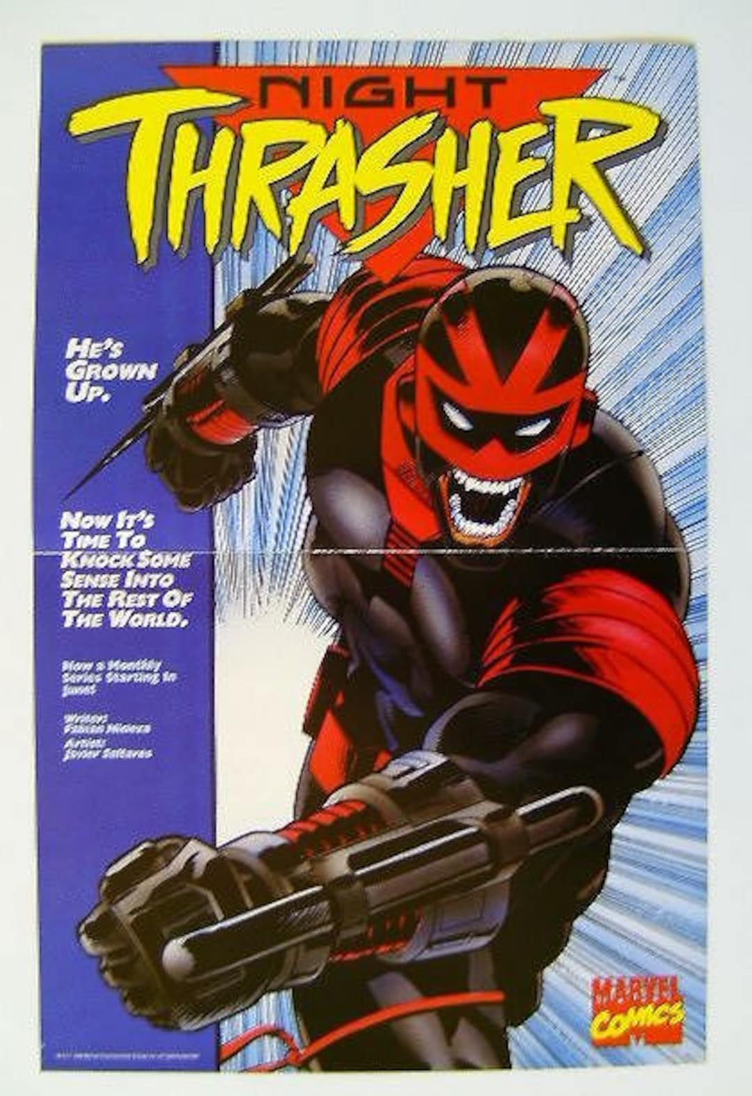Original 1993 Marvel Comics Night Thrasher 17 by 11 Inch Comic Book ...