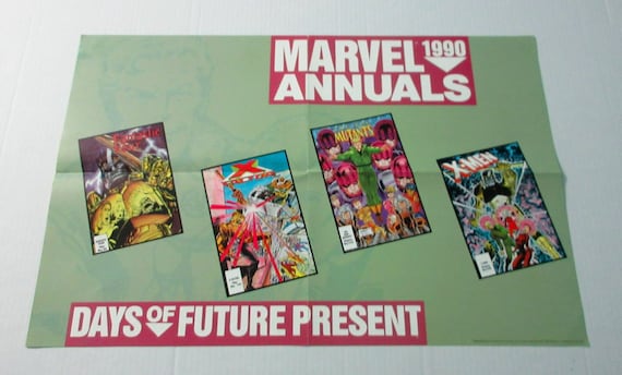 Rare vintage original 1990 Marvel Comics Annuals 24 x 16 inch | Etsy