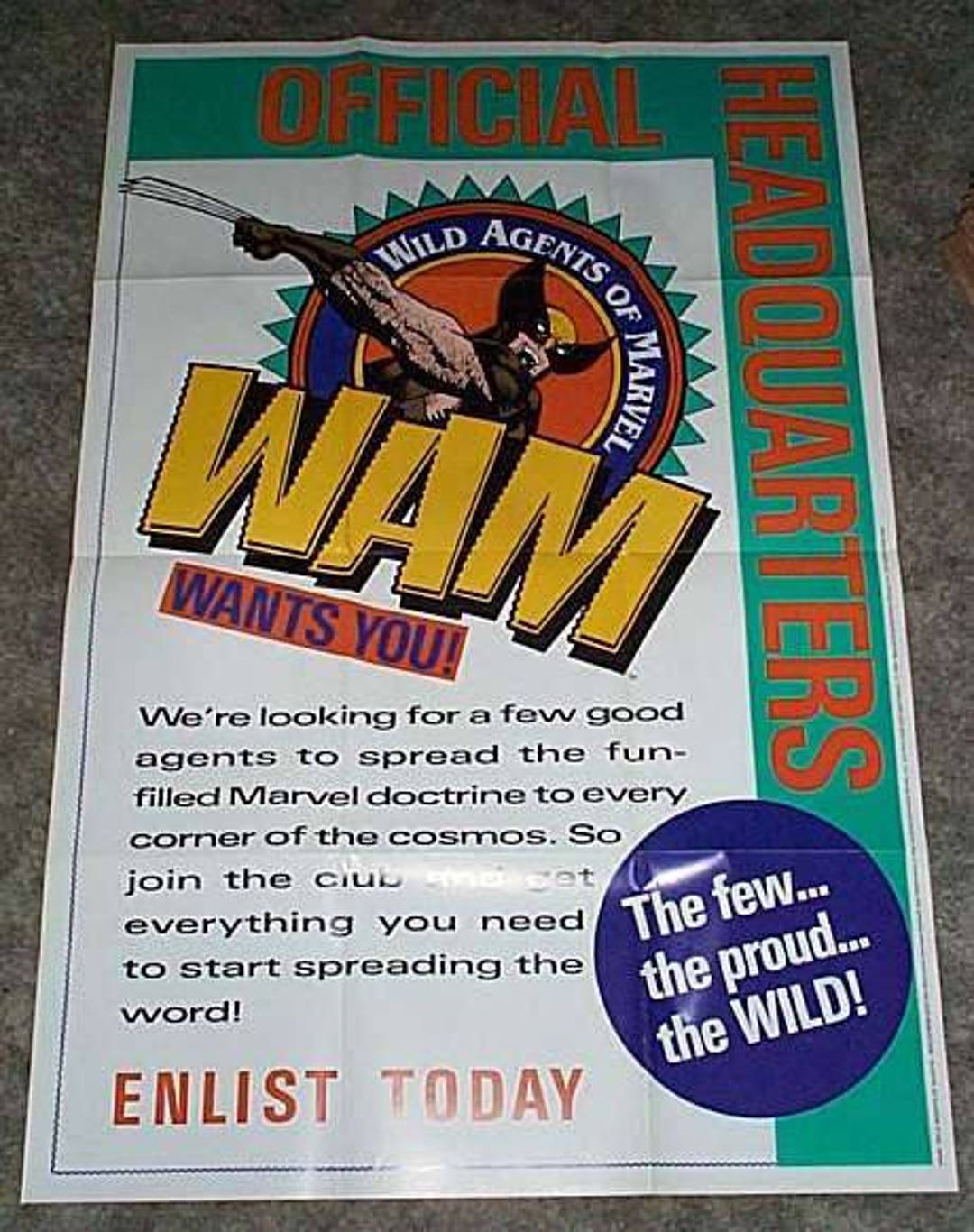 1990's Wolverine Poster, Vintage Original 36x24 Inch Wild Agents of ...