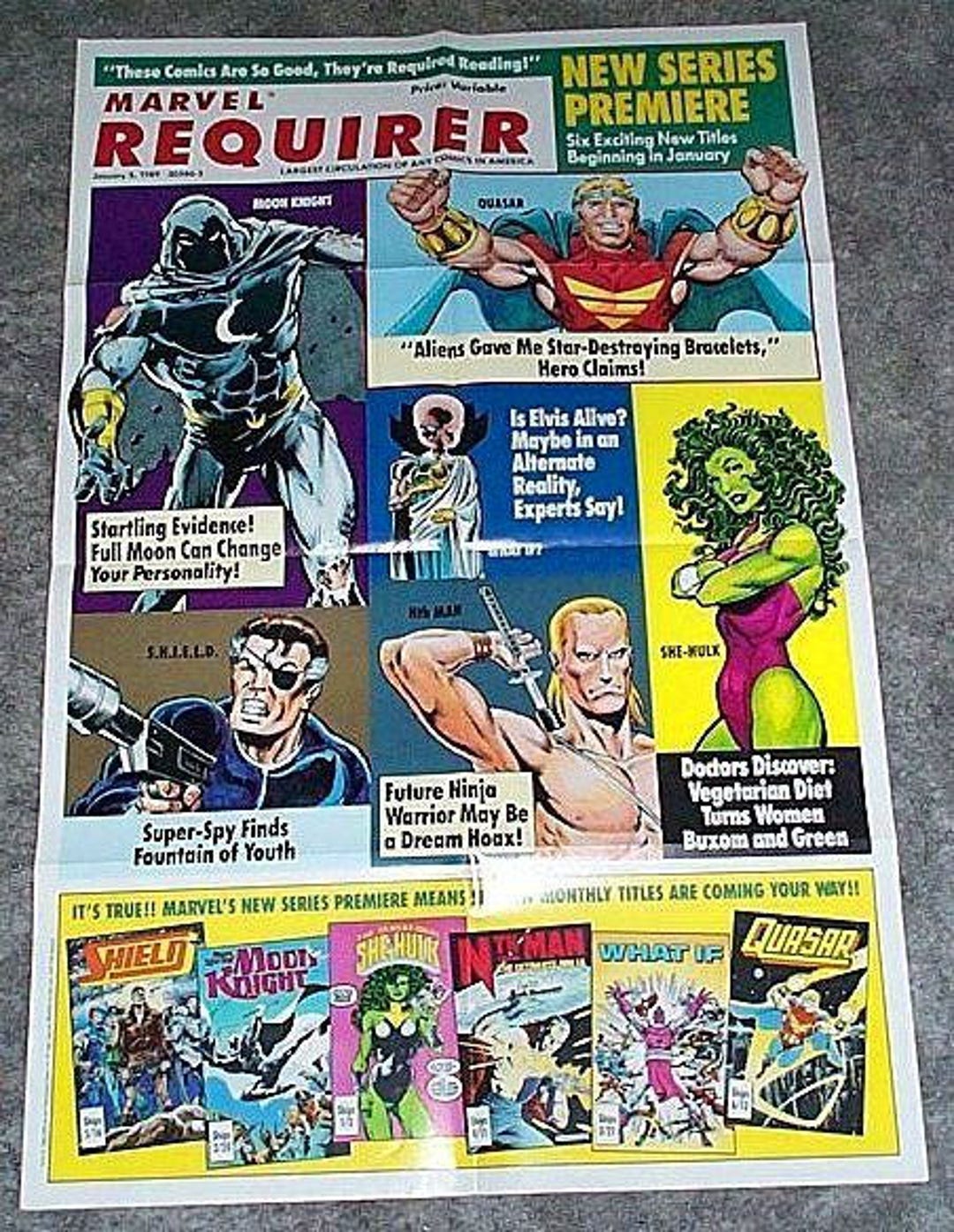Vintage Original 1988/1989 Marvel Comics 34 by 22" Promotional Promo ...