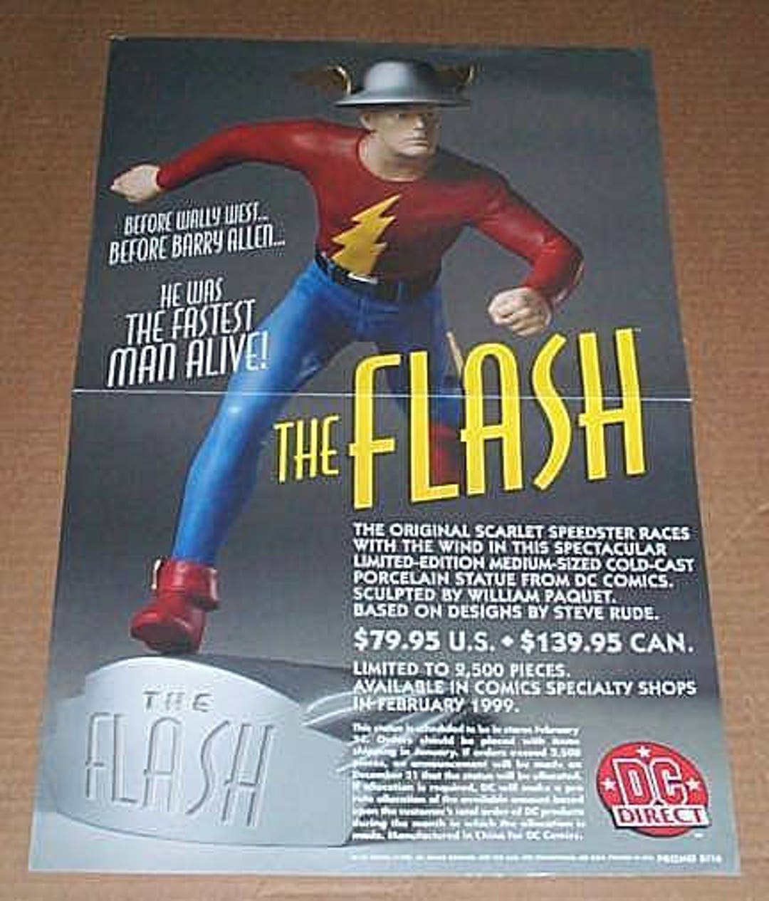 Vintage Original 1998 Golden Age Flash 17 by 11 Inch DC Direct Comics ...