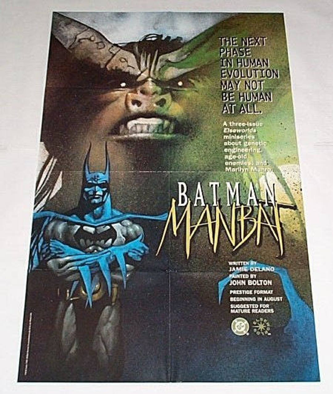 Vintage Original 1995 Batman Man-bat 34 X 22 Inch DC Detective Comics ...