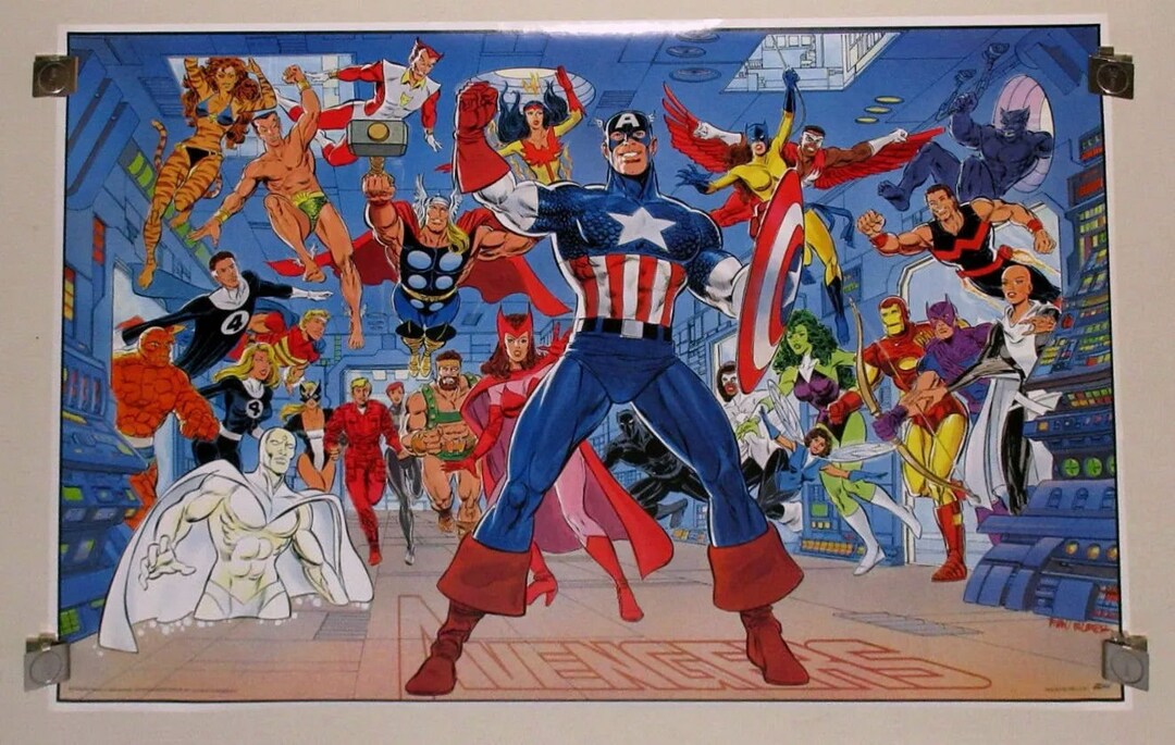 1989 Avengers Poster: Thor,captain America,she-hulk,iron Man,falcon ...