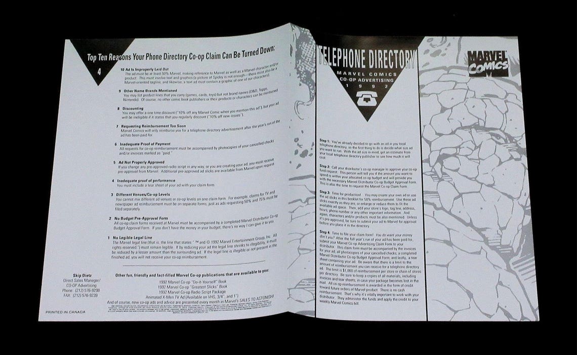 1992 Promo Marvel Flyer Brochure for Comics Shops to Place - Etsy